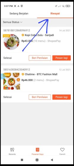 Cara Lihat Riwayat Pesanan Shopeefood - Tongbos