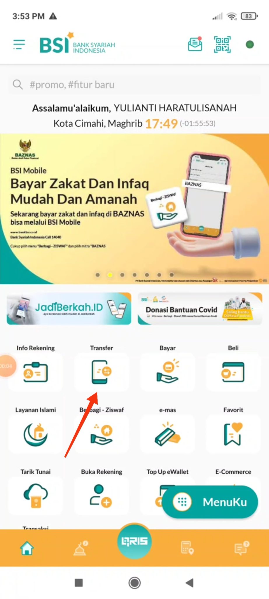 Cara Transfer BSI ke VA Mandiri dengan BSI Mobile - Tongbos