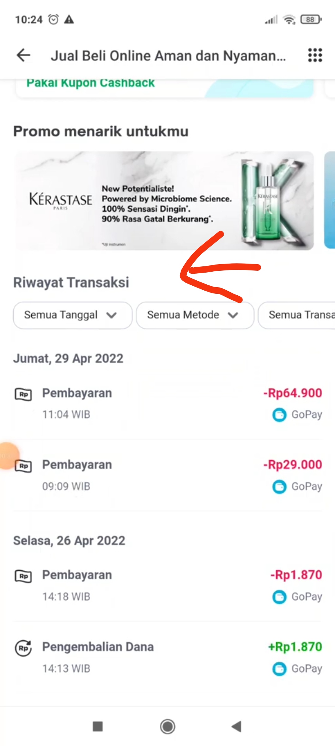 Cara Lihat Riwayat Transaksi Gopay di Tokopedia - Tongbos