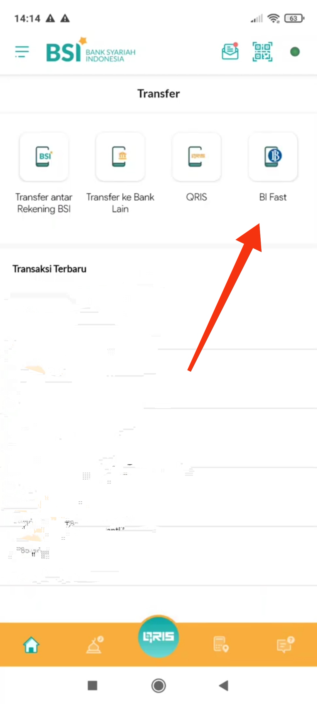 Cara Transfer Antar Bank via BI Fast BSI Mobile Banking - Tongbos