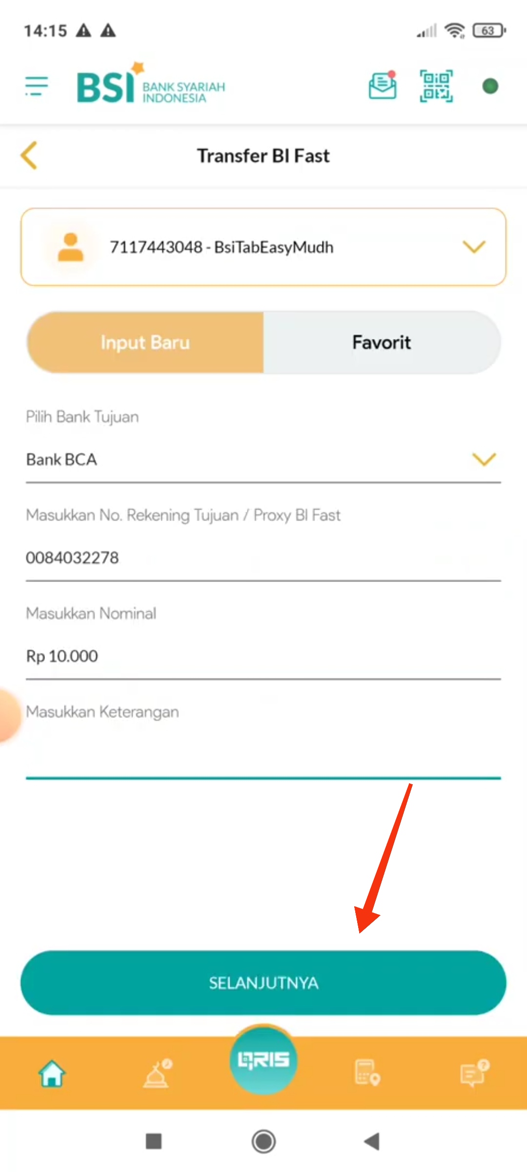 Cara Transfer Antar Bank via BI Fast BSI Mobile Banking - Tongbos