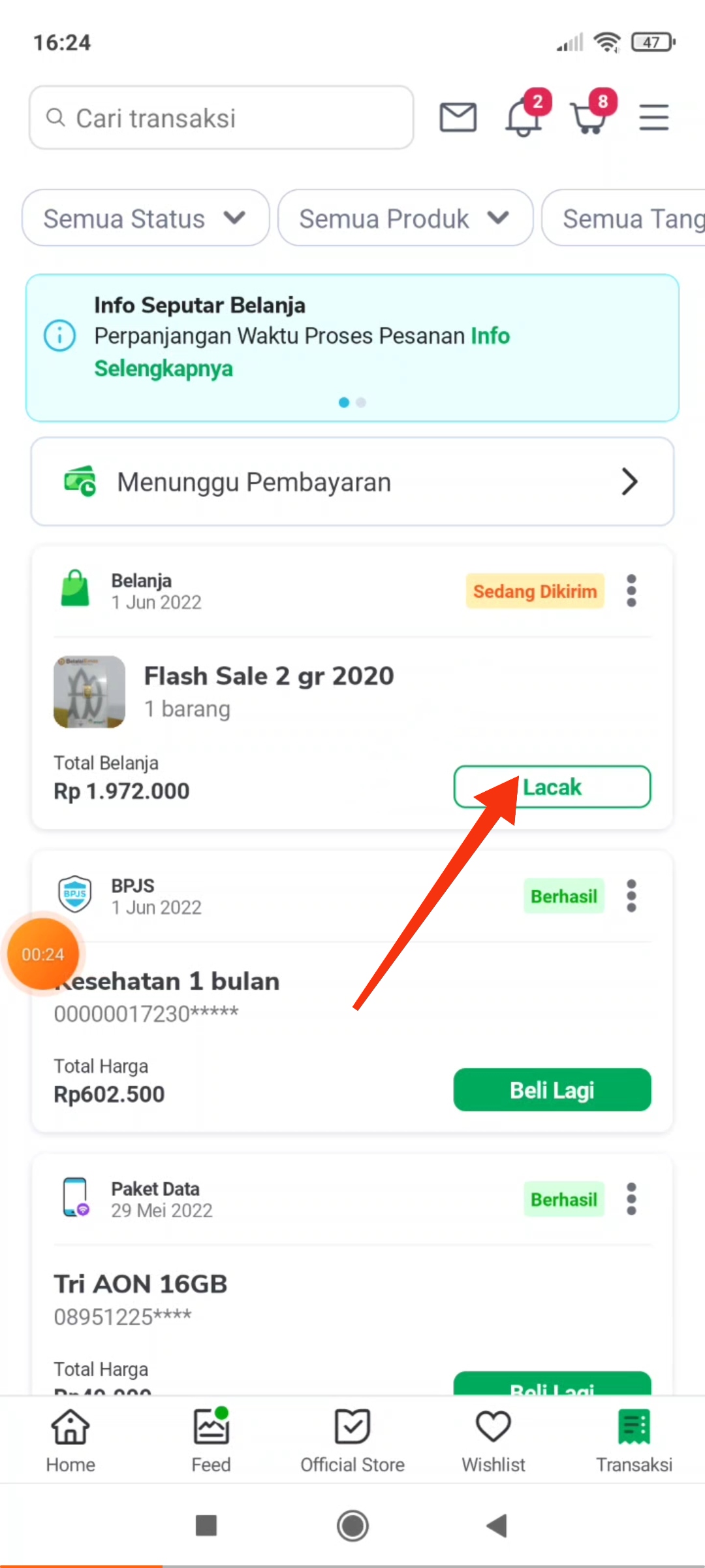 Cara Melihat Live Tracking Pesanan Grab di Tokopedia - Tongbos
