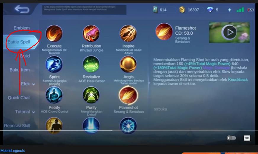 Tips Cara Menggunakan Battle Spell Flameshot Yang Benar di Game Mobile ...