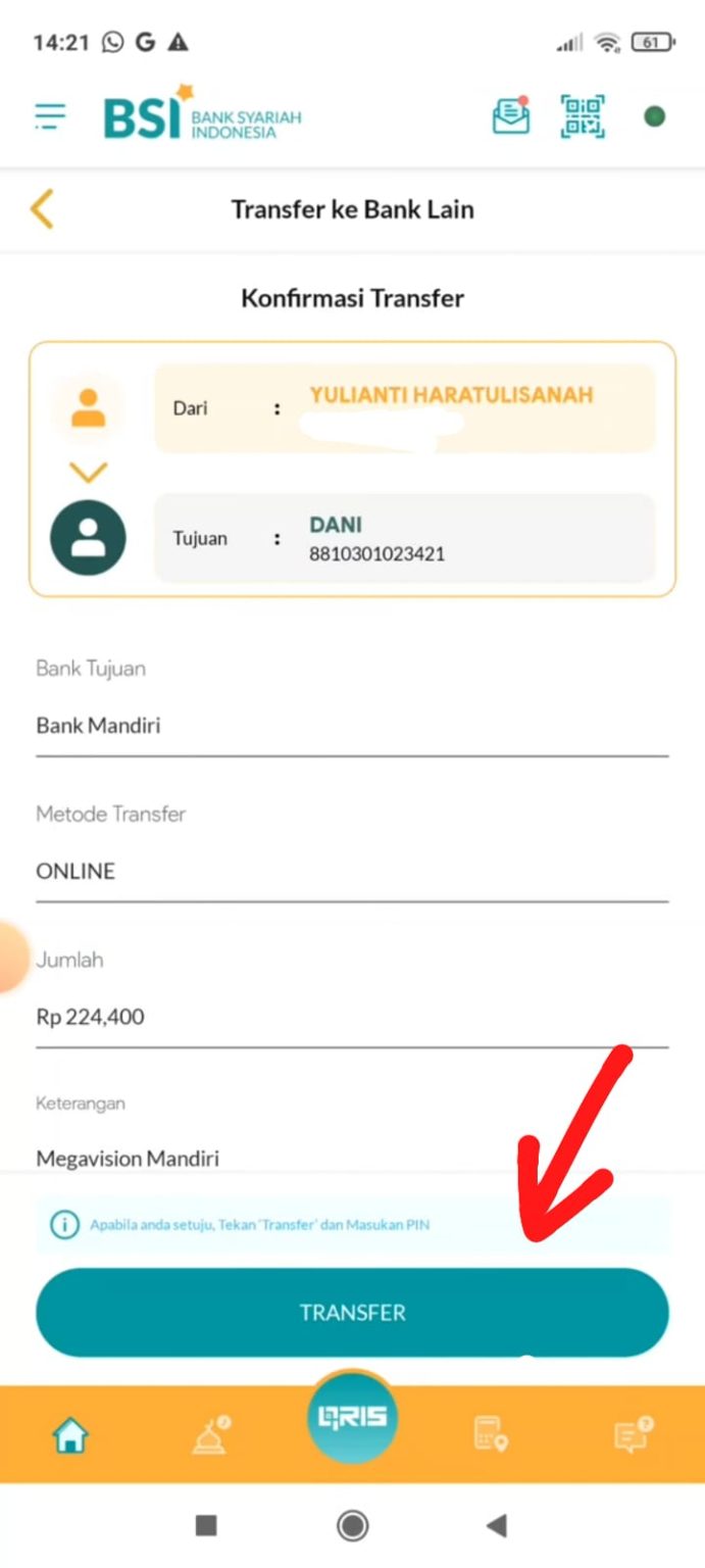 Cara Simpan/Buat Favorit Nomor Rekening Tujuan di BSI Mobile Banking ...