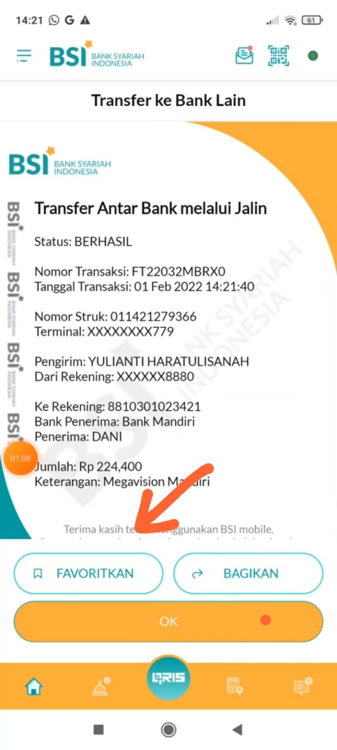 Cara Simpan/Buat Favorit Nomor Rekening Tujuan di BSI Mobile Banking ...