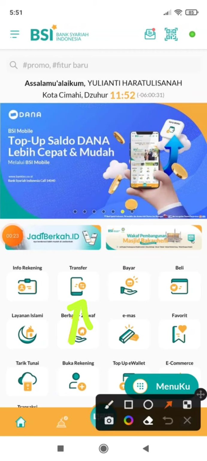 Cara Transfer BSI ke ISAKU via BSI Mobile Banking - Tongbos