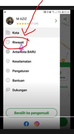 Melihat Histori Di Aplikasi InDriver - Tongbos