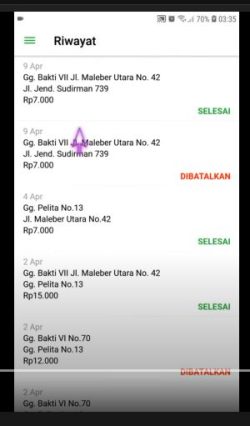 Melihat Histori Di Aplikasi InDriver - Tongbos